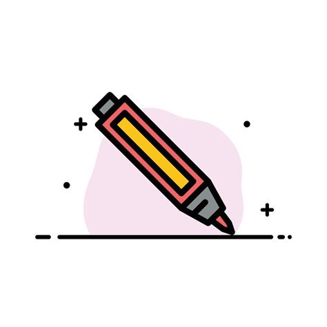 Education Pen Pencil Business Flat Line Filled Icon Vector Banner