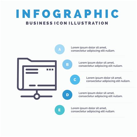 Folder Data Server Storage Blue Infographics Template Steps Vector Line Icon Template