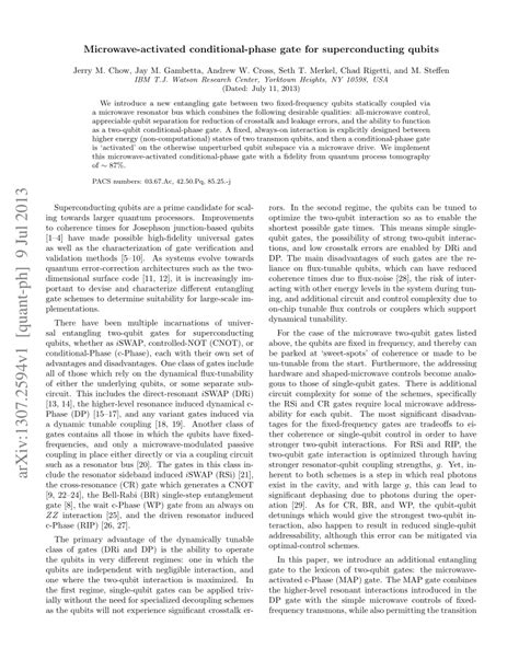 Pdf Microwave Activated Conditional Phase Gate For Superconducting Qubits