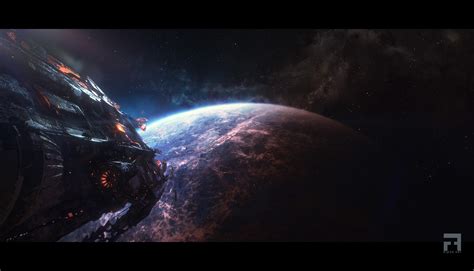 895269 Digital Art Artwork Vehicle Fabrizio Fioretti Spaceship Planet Artstation Science