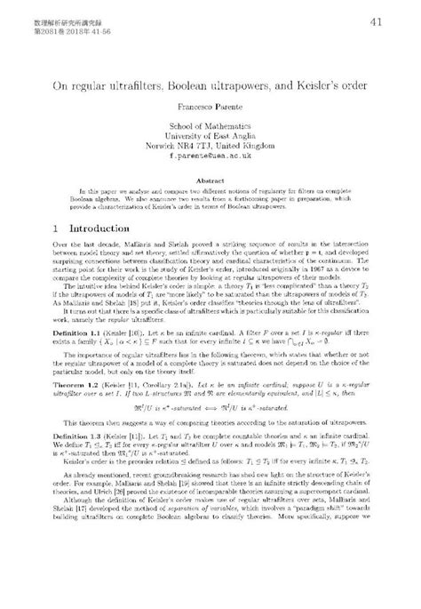 pdf on regular ultrafilters boolean ultrapowers and keisler s