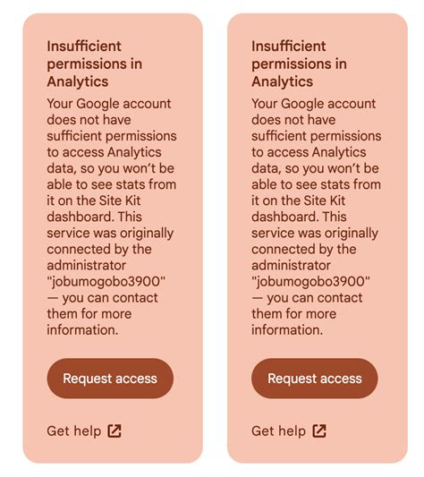 styling issues on insufficient permissions message within site kit