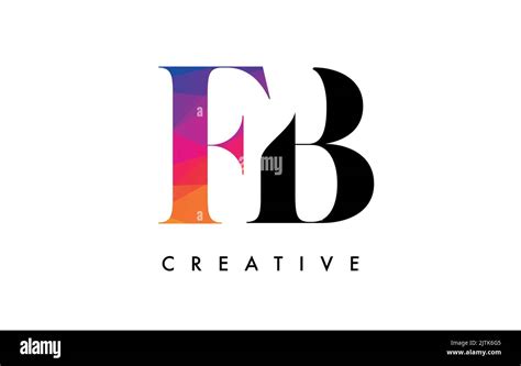 FB Letter Design With Creative Cut And Colorful Rainbow Texture BF Letter Icon Vector Logo With