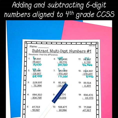 Multi Digit Addition And Subtraction Worksheets Standard Algorithm 4th