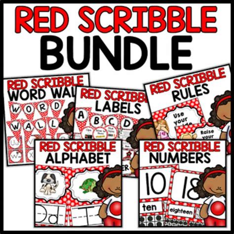 1st Grade Classroom Decor Red Scribble Bundle Kindergarten 2nd Mix And Match