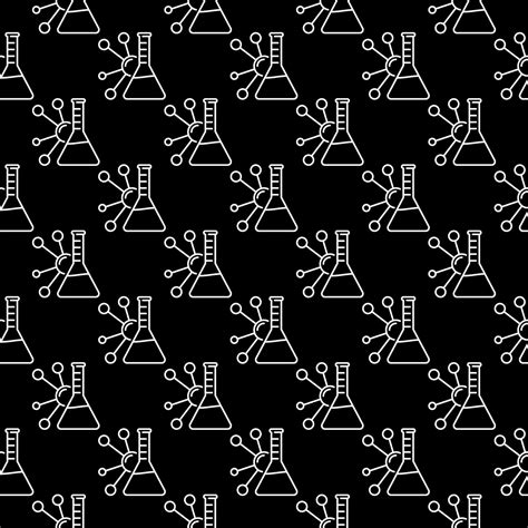 Molecule And Chemistry Flask Thin Line Science Concept Seamless Pattern