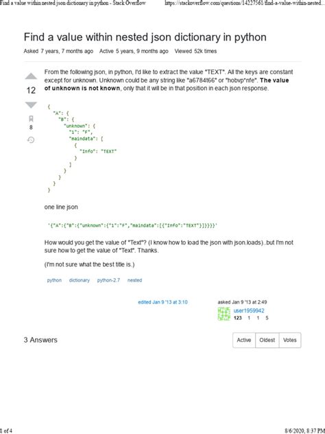 Find A Value Within Nested Json Dictionary In Python Pdf Json