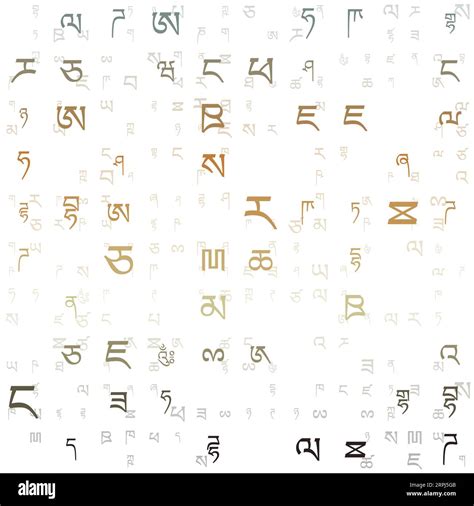Digital Background Featuring Random Letters Of The Tibetan Alphabet In