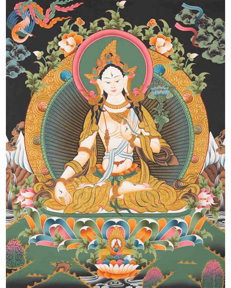 Female Bodhisattva Art White Tara Thangka Wall Decors