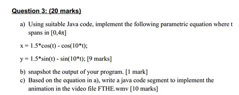 Solved Question 3 20 Marks A Using Suitable Java Code