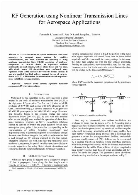Pdf Rf Generation Using Nonlinear Transmission Lines …pe