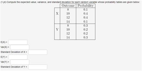 Solved 1 Pt Compute The Expected Value Variance And