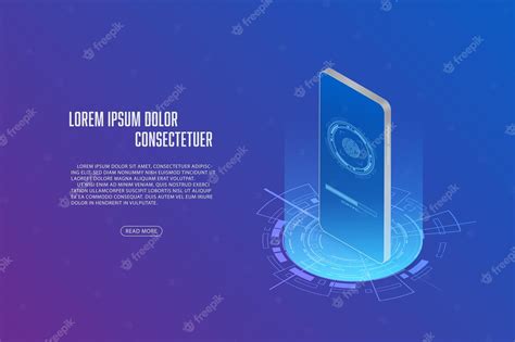 Premium Vector Isometric Smart Phone Futuristic Cyber Security Fingerprint Scanner Concept