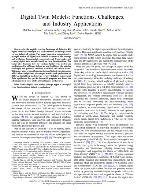 Digital Twin Models Functions Challenges And Industry Applications Pdf System Simulation