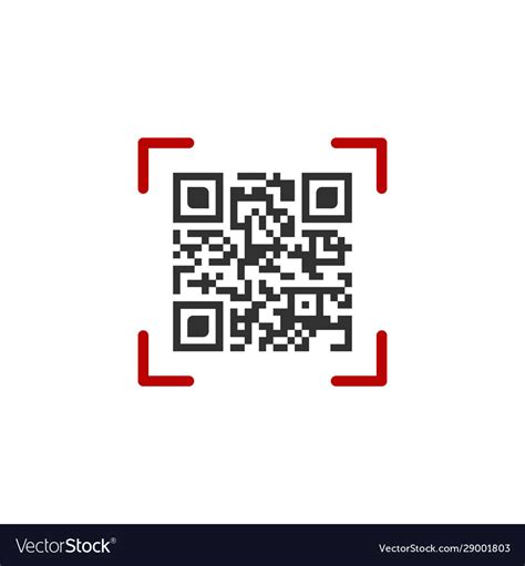 Qr Code In Red Scanning Frame Isolated On White Vector Image