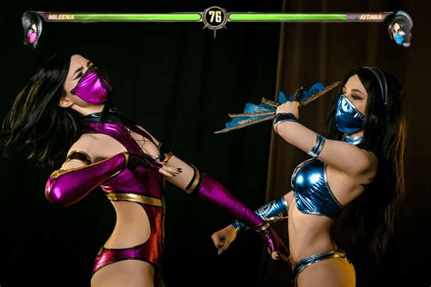 Mileena X Kitana Kiss Mowkycosplay And Satsu Mortal Kombat X Rkiteena