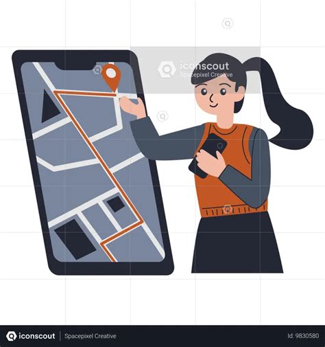 Woman Marks Address Marker Illustration Free Download Maps And