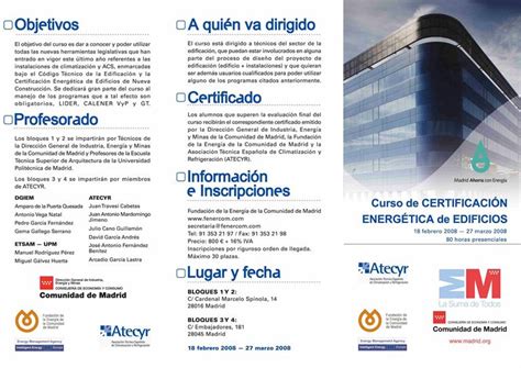 I Curso De Certificación Energética De Edificios 18022008 27032008 Fenercom