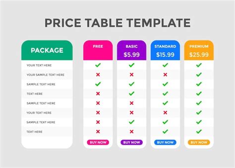 Premium Vector Subscription Package Pricing Comparison Business Plans Web Comparison Price