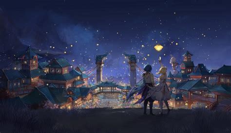Lumine Paimon And Xiao In Liyue Night Hd Wallpaper Rare Gallery