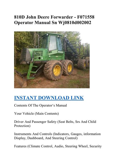 810d John Deere Forwarder F071558 Operator Manual Sn Wj0810d002002 By Heavy Equpmentmanual Issuu