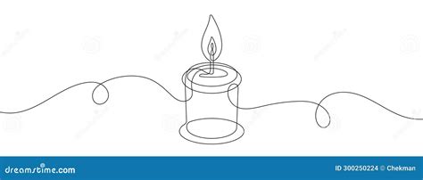 Continuous Line Drawing Of Candle Single Line Candle Icon Stock Illustration Illustration Of