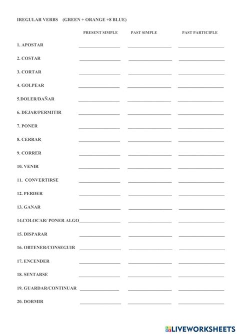 Irregular Verbs 2239349 Bsmpi Liveworksheets