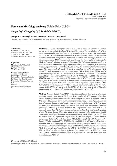 Pdf Pemetaan Morfologi Ambang Galala Poka Apg