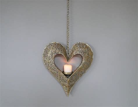 Hanging Golden Metal Heart Candle Holder Heart Shaped Candle Holder