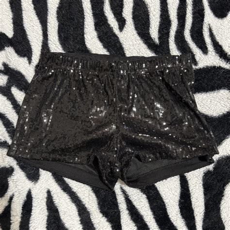 Black Sequin Mini Shorts Size S Xs Measurements Depop