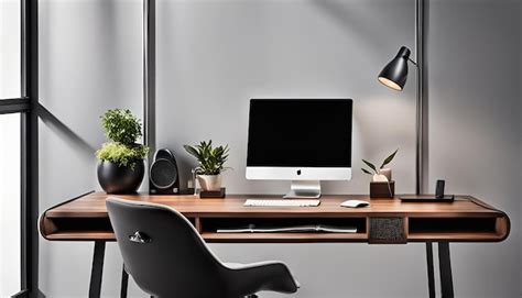 Desk With Urban Edge Premium Ai Generated Image