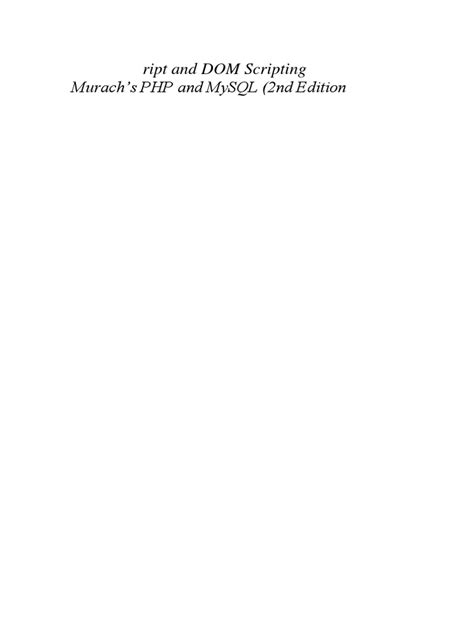 Ript And Dom Scripting Murachs Php And Mysql 2nd Edition Pdf