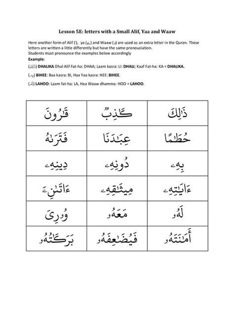5 Lesson 5e Letters With A Small Alif Yaa And Waaw Quran Recitation Easy Way