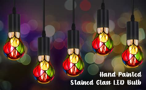 Aldmio Led Stained Glass Light Bulbs Fancy Colored Decorative Light