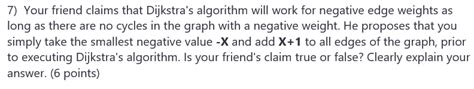 Solved 7 Your Friend Claims That Dijkstras Algorithm Will