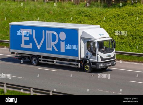 Evri White 2022 Iveco Eurocargo 120el21p 4485cc Diesel Semi Auto Travelling On The M6 Motorway