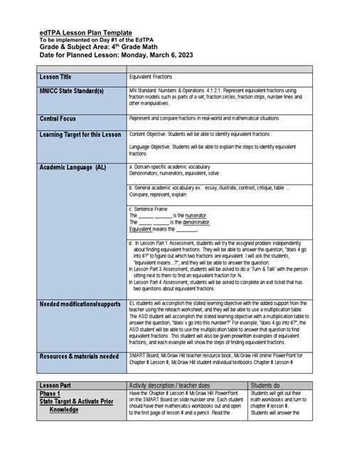 Edtpa Lesson Plans Download Free Pdf Teachers Worksheet