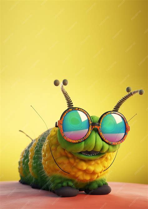 Premium Ai Image The Caterpillar Is Wearing Colorful Glasses And Has