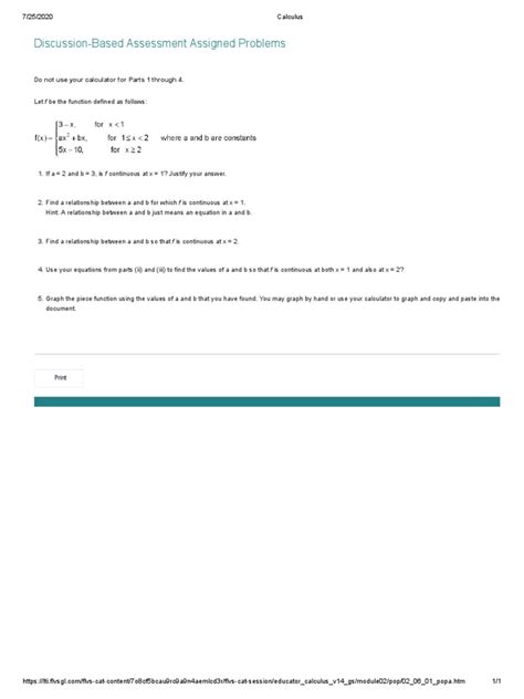Discussion Based Assessment Assigned Problems Do Not Use Your