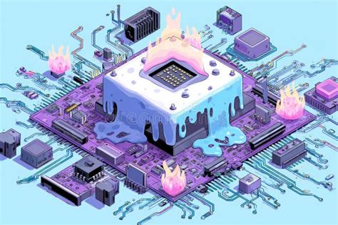 Cpu Melting Due To System Overload With Vivid Colors And Energetic