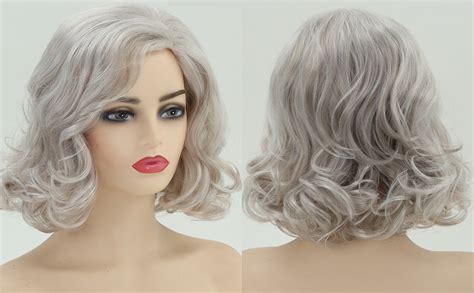 Landifzp Short Ombre Gray Wavy Wigs For White Women Medium