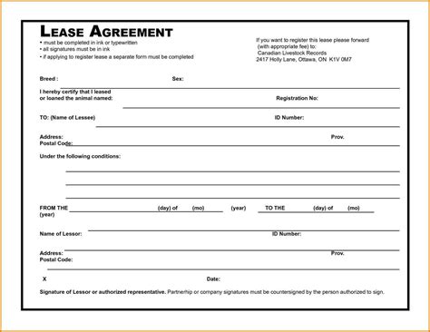 Rental Agreement Forms Free Printable