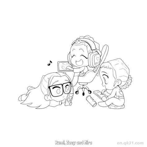 Rumi Zoey And Mira 3 Coloring Page Free Printable Kpop Demon Hunters