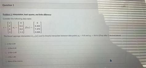 solved question 1 جاده ق problem 1 interpolation least