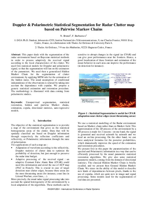 Pdf Doppler And Polarimetric Statistical Segmentation For Radar Clutter