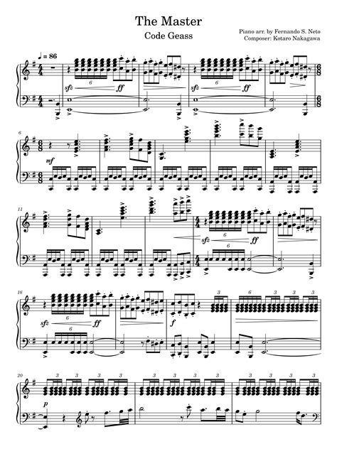 The Master Code Geass Sheet Music Sheethost