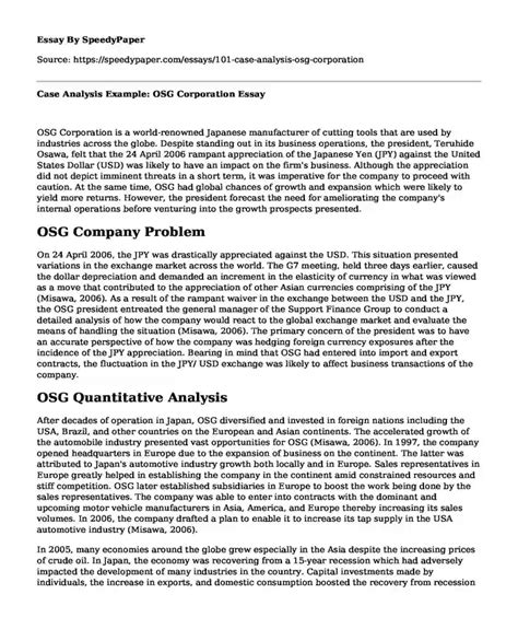 📗 Case Analysis Example Osg Corporation