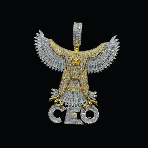 Eagle Ceo Iced Out Letter Diamond Pendant Necklace Icey Pyramid