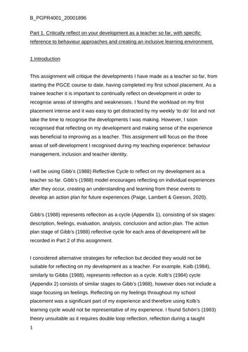 Pgce Assignment 2 Professional Development Behaviour And Inclusion Focus Teaching Resources