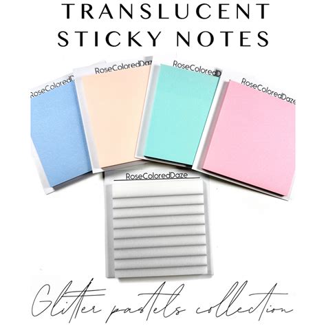 Translucent Sticky Notes Glitter Pastels Collection Rose Colored Daze